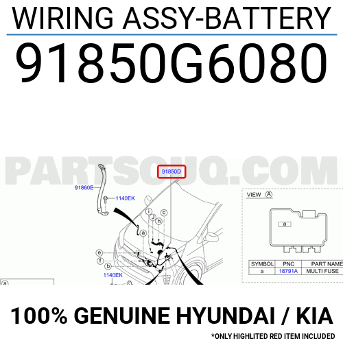 WIRING ASSY-BATTERY 91850G6080 | Hyundai / KIA Parts | PartSouq