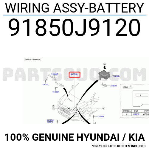 WIRING ASSY-BATTERY 91850J9120 | Hyundai / KIA Parts | PartSouq