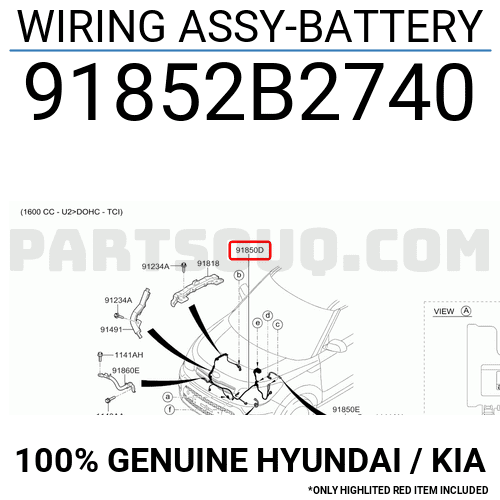 WIRING ASSY-BATTERY 91852B2740 | Hyundai / KIA Parts | PartSouq