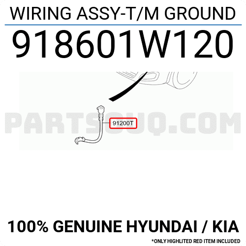 WIRING ASSY-T/M GROUND 918601W120 | Hyundai / KIA Parts | PartSouq