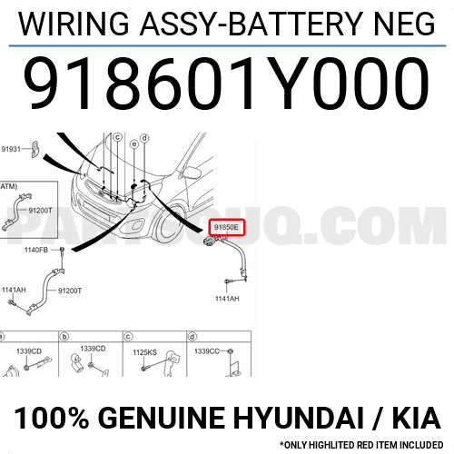 WIRING ASSY-BATTERY NEG 918601Y000 | Hyundai / KIA Parts | PartSouq