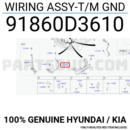 WIRING ASSY-T/M GND 91860D3610 | Hyundai / KIA Parts | PartSouq