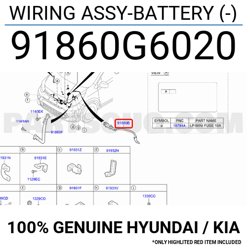 WIRING ASSY-BATTERY (-) 91860G6020 | Hyundai / KIA Parts | PartSouq