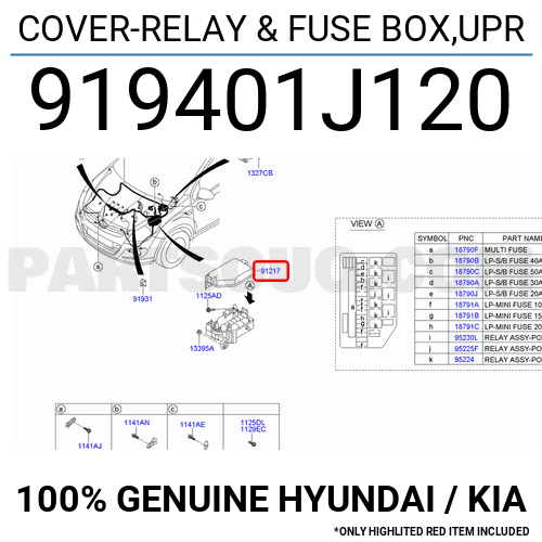 COVER-RELAY & FUSE BOX,UPR 919401J120 | Hyundai / KIA Parts | PartSouq