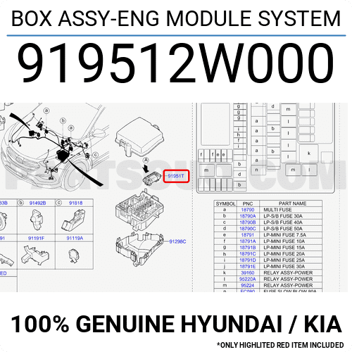 BOX ASSY-ENG MODULE SYSTEM 919512W000 | Hyundai / KIA Parts | PartSouq