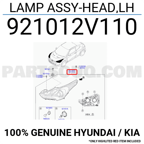 LAMP ASSY-HEAD,LH 921012V110 | Hyundai / KIA Parts | PartSouq