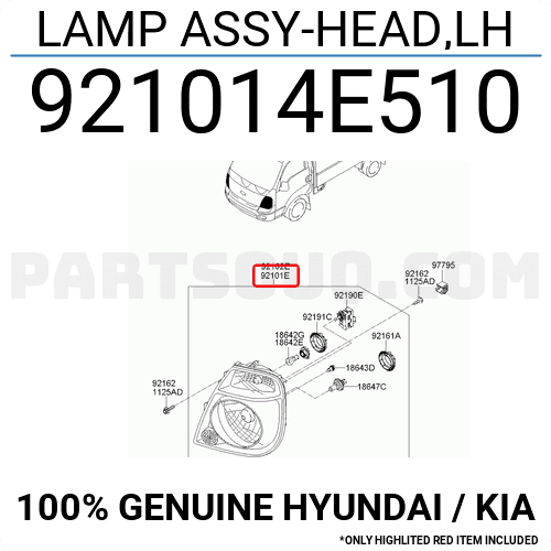 LAMP ASSY-HEAD,LH 921014E510 | Hyundai / KIA Parts | PartSouq