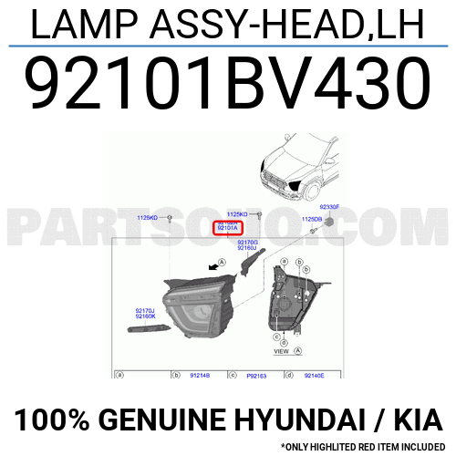LAMP ASSY-HEAD,LH 92101BV430 | Hyundai / KIA Parts | PartSouq