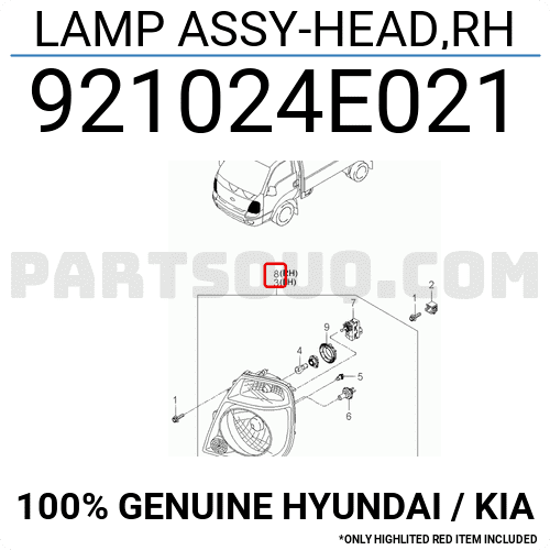 LAMP ASSY-HEAD,RH 921024E021 | Hyundai / KIA Parts | PartSouq