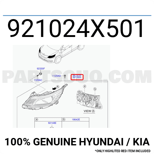 LAMP ASSY-HEAD,RH 921024X501 | Hyundai / KIA Parts | PartSouq
