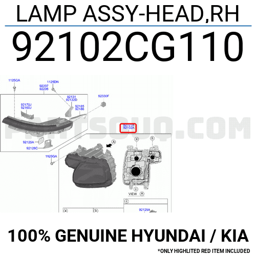 LAMP ASSY-HEAD,RH 92102CG110 | Hyundai / KIA Parts | PartSouq