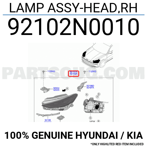 LAMP ASSY-HEAD,RH 92102N0010 | Hyundai / KIA Parts | PartSouq