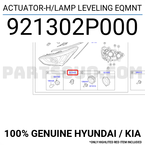 ACTUATOR-H/LAMP LEVELING EQMNT 921302P000 | Hyundai / KIA Parts | PartSouq