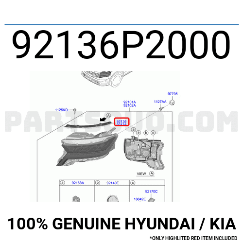 GARNISH-HEAD LAMP NO.1,RH 92136P2000 | Hyundai / KIA Parts | PartSouq
