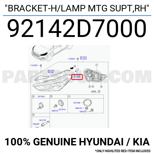 BRACKET-H/LAMP MTG SUPT,RH 92142D7000 | Hyundai / KIA Parts | PartSouq