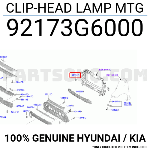 CLIP-HEAD LAMP MTG 92173G6000 | Hyundai / KIA Parts | PartSouq