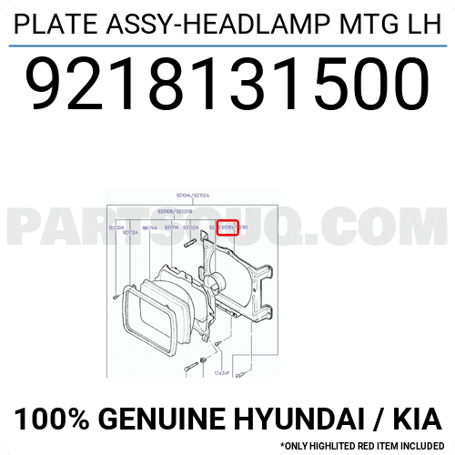 PLATE ASSY-HEADLAMP MTG LH 9218131500 | Hyundai / KIA Parts | PartSouq