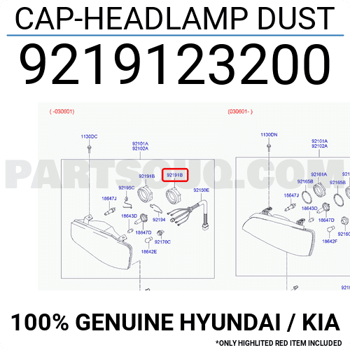 CAP-HEADLAMP DUST 9219123200 | Hyundai / KIA Parts | PartSouq