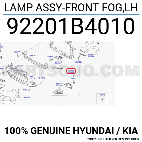 LAMP ASSY-FRONT FOG,LH 92201B4010 | Hyundai / KIA Parts | PartSouq