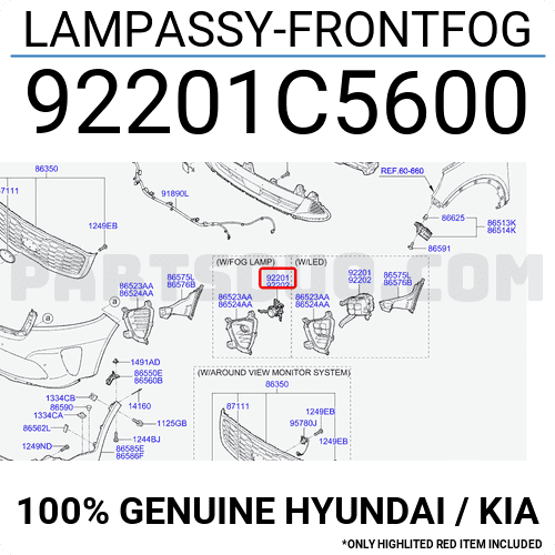 LAMPASSY-FRONTFOG 92201C5600 | Hyundai / KIA Parts | PartSouq
