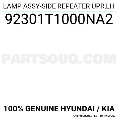 LAMP ASSY-SIDE REPEATER UPR,LH 92301T1000NA2 | Hyundai / KIA Parts ...