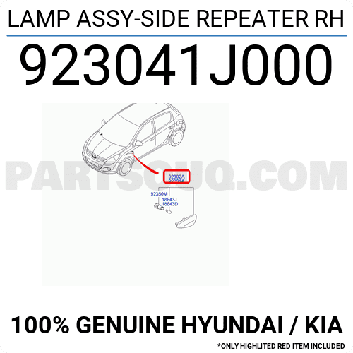LAMP ASSY-SIDE REPEATER RH 923041J000 | Hyundai / KIA Parts | PartSouq