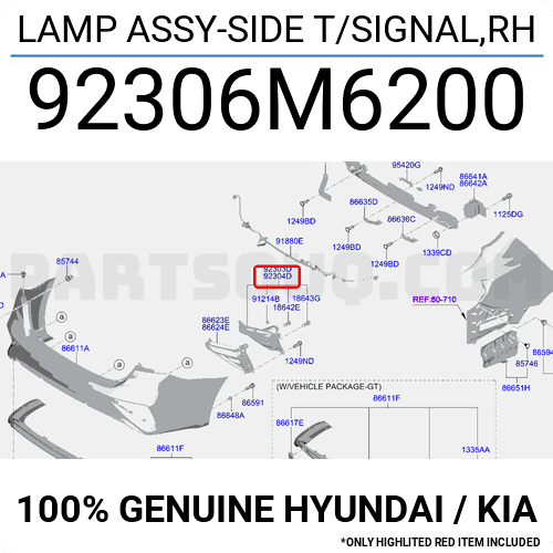 LAMP ASSY-SIDE T/SIGNAL,RH 92306M6200 | Hyundai / KIA Parts | PartSouq