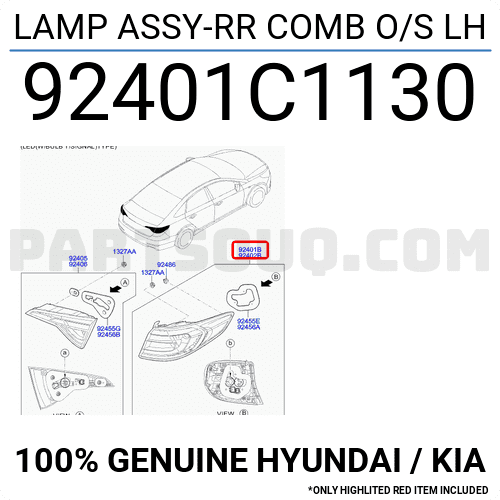 LAMP ASSY-RR COMB O/S LH 92401C1130 | Hyundai / KIA Parts | PartSouq