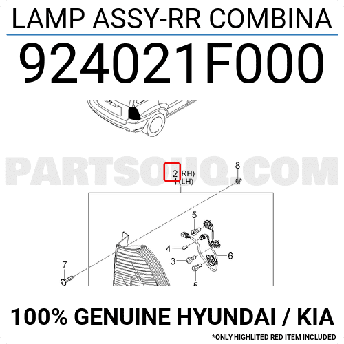 LAMP ASSY-RR COMBINA 924021F000 | Hyundai / KIA Parts | PartSouq
