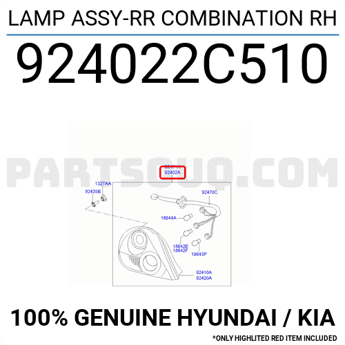 LAMP ASSY-RR COMBINATION RH 924022C510 | Hyundai / KIA Parts | PartSouq
