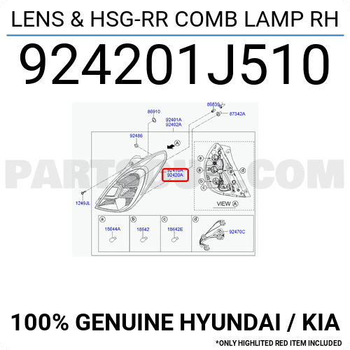 LENS & HSG-RR COMB LAMP RH 924201J510 | Hyundai / KIA Parts | PartSouq