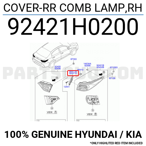 COVER-RR COMB LAMP,RH 92421H0200 | Hyundai / KIA Parts | PartSouq