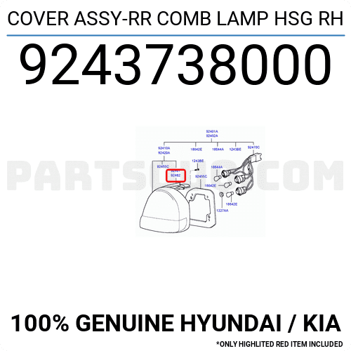 COVER ASSY-RR COMB LAMP HSG RH 9243738000 | Hyundai / KIA Parts | PartSouq