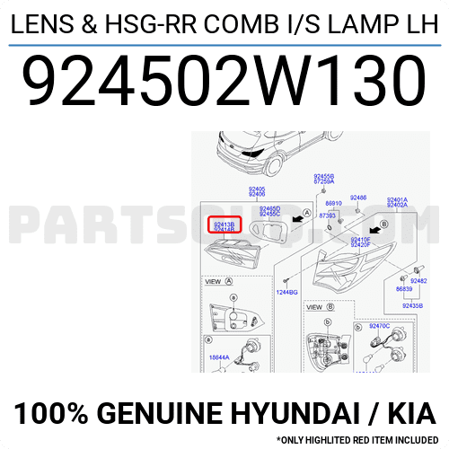 LENS & HSG-RR COMB I/S LAMP LH 924502W130 | Hyundai / KIA Parts | PartSouq