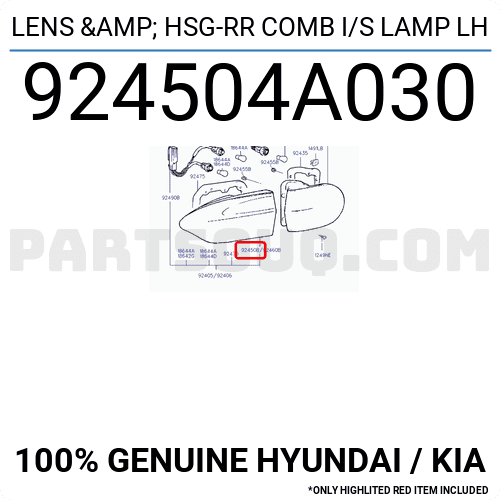 LENS & HSG-RR COMB I/S LAMP LH 924504A030 | Hyundai / KIA Parts | PartSouq