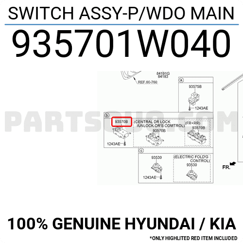 SWITCH ASSY-P/WDO MAIN 935701W040 | Hyundai / KIA Parts | PartSouq