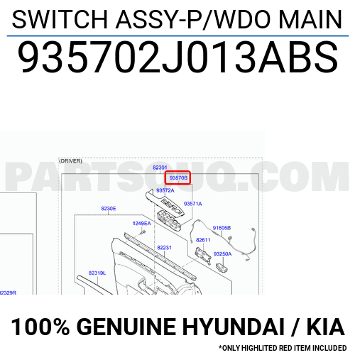 SWITCH ASSY-P/WDO MAIN 935702J013ABS | Hyundai / KIA Parts | PartSouq