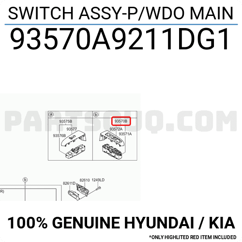 SWITCH ASSY-P/WDO MAIN 93570A9211DG1 | Hyundai / KIA Parts | PartSouq