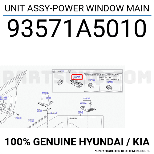 UNIT ASSY-POWER WINDOW MAIN 93571A5010 | Hyundai / KIA Parts | PartSouq