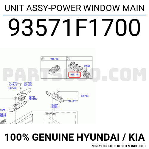UNIT ASSY-POWER WINDOW MAIN 93571F1700 | Hyundai / KIA Parts | PartSouq