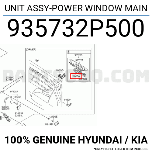 UNIT ASSY-POWER WINDOW MAIN 935732P500 | Hyundai / KIA Parts | PartSouq