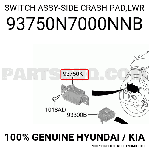 SWITCH ASSY-SIDE CRASH PAD,LWR 93750N7000NNB | Hyundai / KIA Parts ...