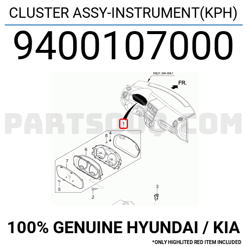 CLUSTER ASSY-INSTRUMENT(KPH) 9400107000 | Hyundai / KIA Parts | PartSouq