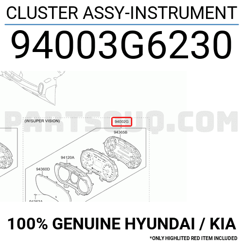 CLUSTER ASSY-INSTRUMENT 94003G6230 | Hyundai / KIA Parts | PartSouq