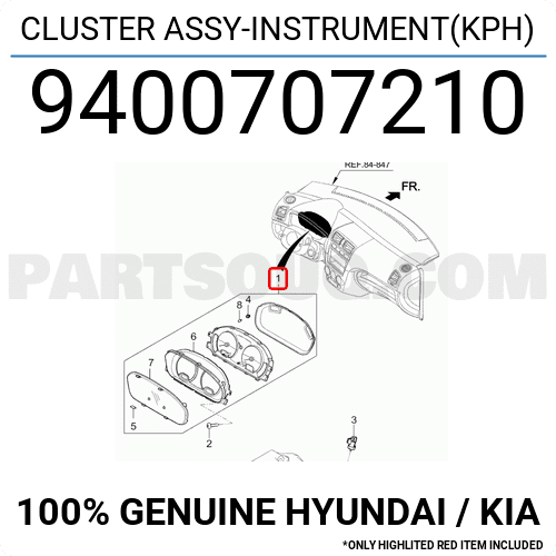 CLUSTER ASSY-INSTRUMENT(KPH) 9400707210 | Hyundai / KIA Parts | PartSouq