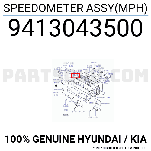 SPEEDOMETER ASSY(MPH) 9413043500 | Hyundai / KIA Parts | PartSouq