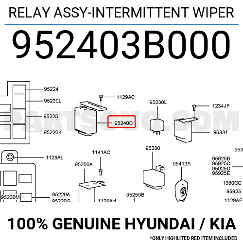 RELAY ASSY-INTERMITTENT WIPER 952403B000 | Hyundai / KIA Parts | PartSouq