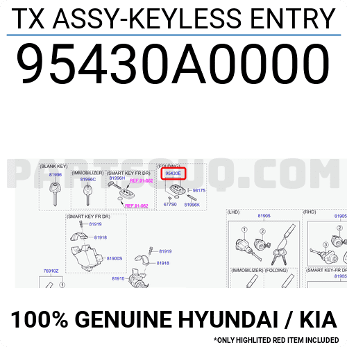 TX ASSY-KEYLESS ENTRY 95430A0000 | Hyundai / KIA Parts | PartSouq