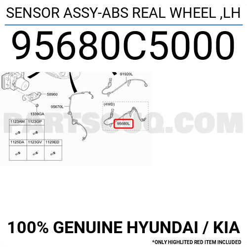 SENSOR ASSY-ABS REAL WHEEL ,LH 95680C5000 | Hyundai / KIA Parts | PartSouq