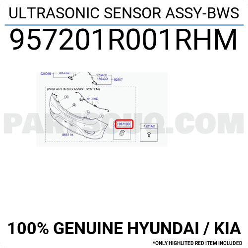 ULTRASONIC SENSOR ASSY-BWS 957201R001RHM | Hyundai / KIA Parts | PartSouq